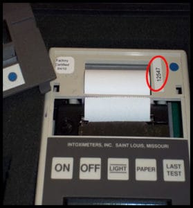 Finding Serial Number Location - Intoximeters
